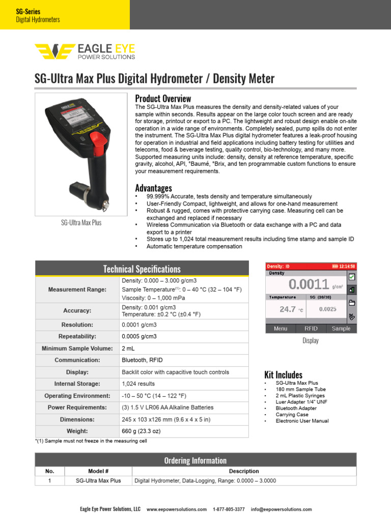 SG Ultra Max Plus Data Sheet 112019 | PDF | Density | Computing