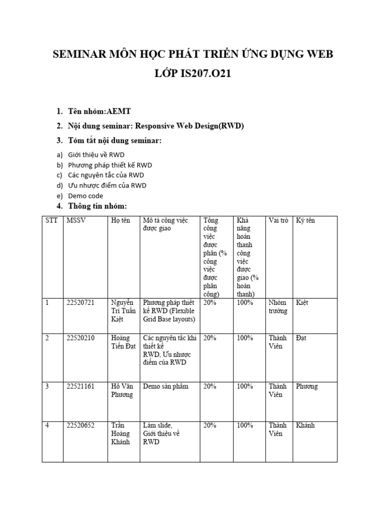 Tom Tat Seminar PhattrienWeb - IS207.O21 | PDF