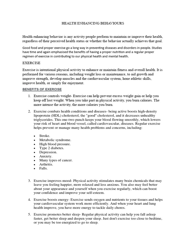 Health Enhancing Behaviours | PDF | Yoga | Meditation