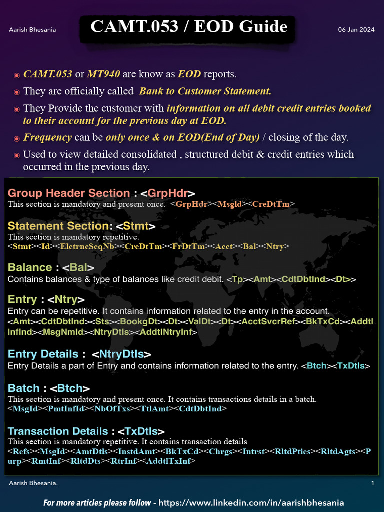 CAMT.053 EOD REPORTS | PDF | Debits And Credits | Credit Card