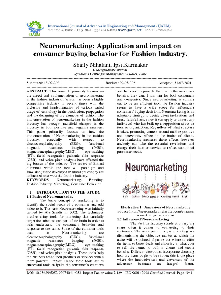 Neuromarketing: Application and Impact On Consumer Buying Behavior For Fashion Industry | PDF ...