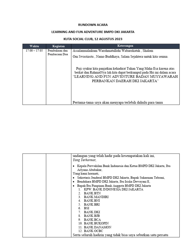 Script MC Acara BMPD DKI Jakarta | PDF | Agama & Spiritualitas