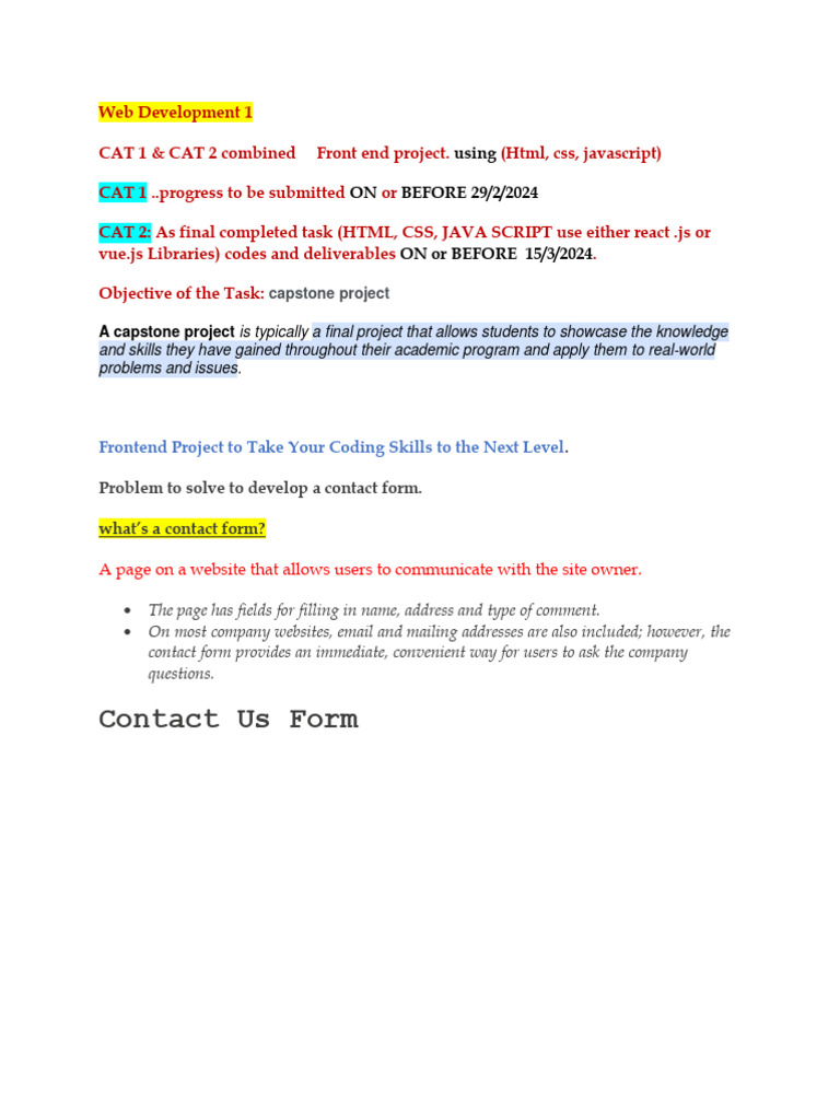 Web Development Front end capstone project | PDF