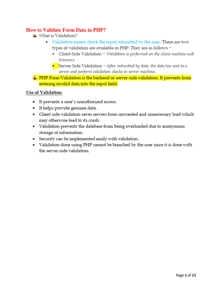 How To Validate Form Data in PHP | Download Free PDF | Php | Dynamic Web Page