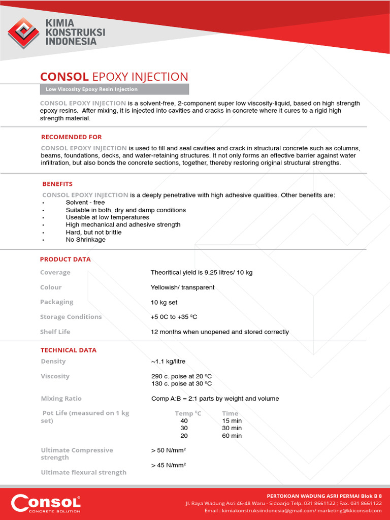 Consol Epoxy Injection | Download Free PDF | Epoxy | Concrete