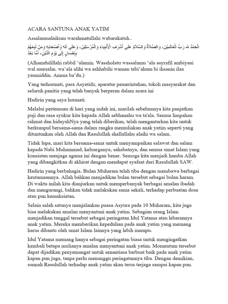 Santunan Anak Yatim: Keutamaan dan Harapan | PDF