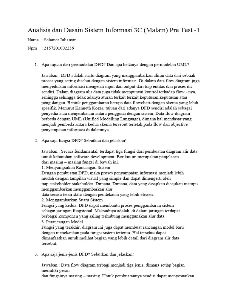 Analisis Dan Desain Sistem Informasi 3C Pre1 | PDF | Metode & Bahan Ajar | Komputer
