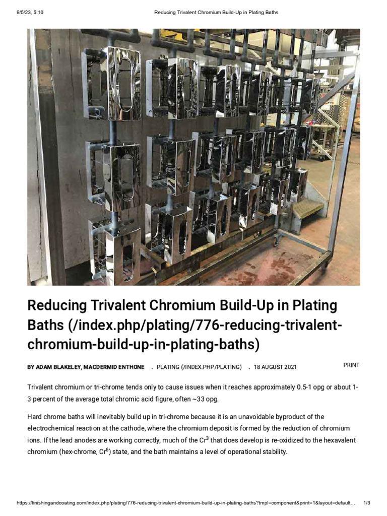 Managing Trivalent Chromium in Plating | PDF | Chromium | Materials