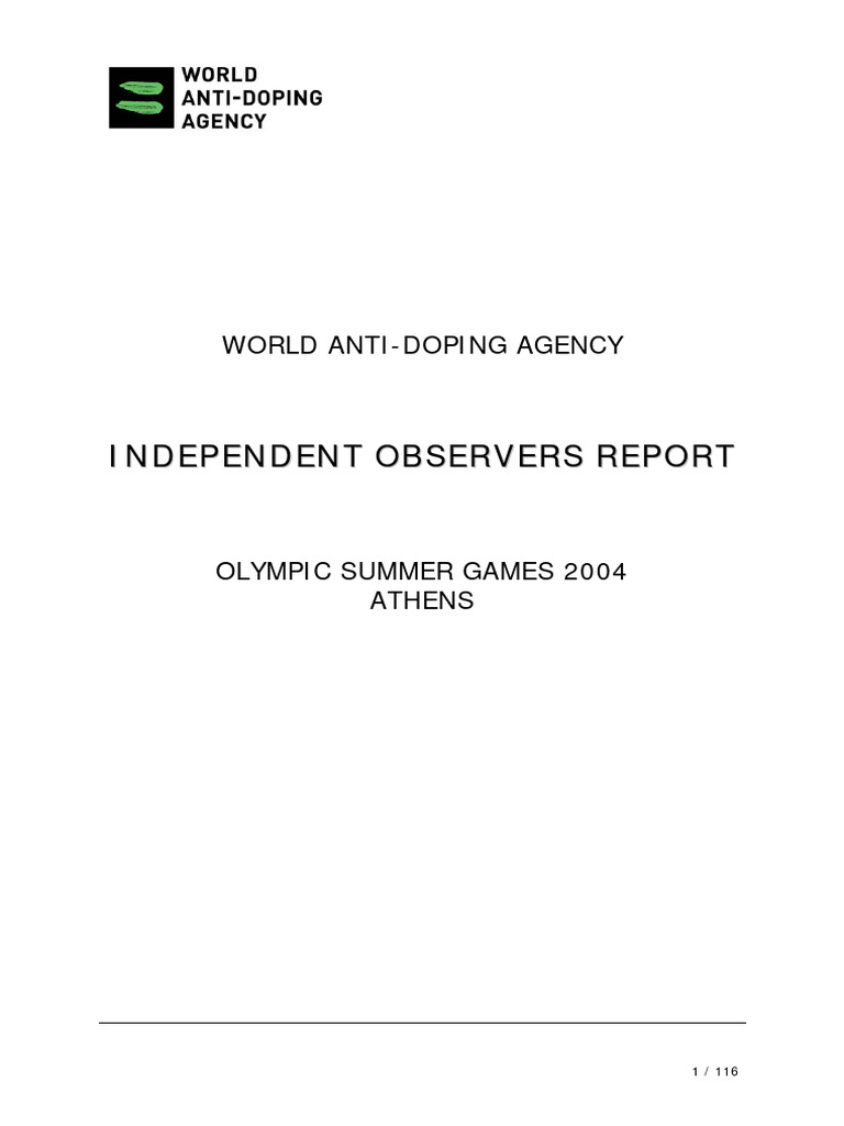 2004 WADA Report | PDF | Doping In Sport | Olympic Games