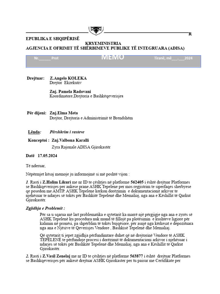 Memo V.karalli | PDF