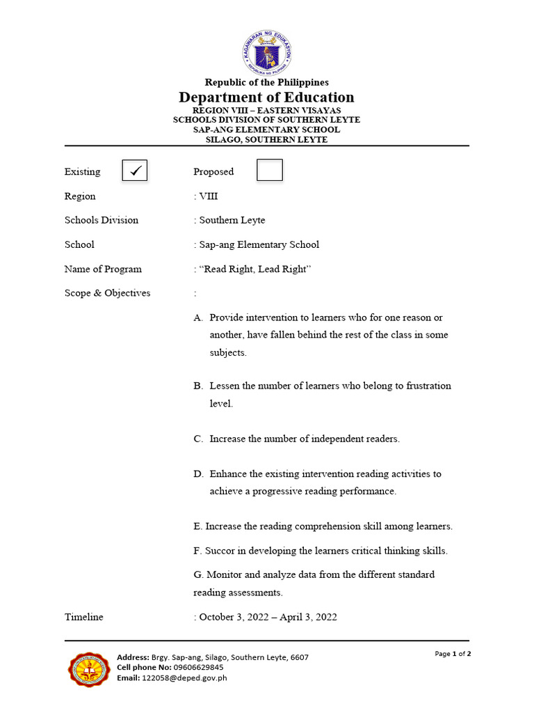 School Reading Intervention Program | PDF | Reading (Process) | Learning