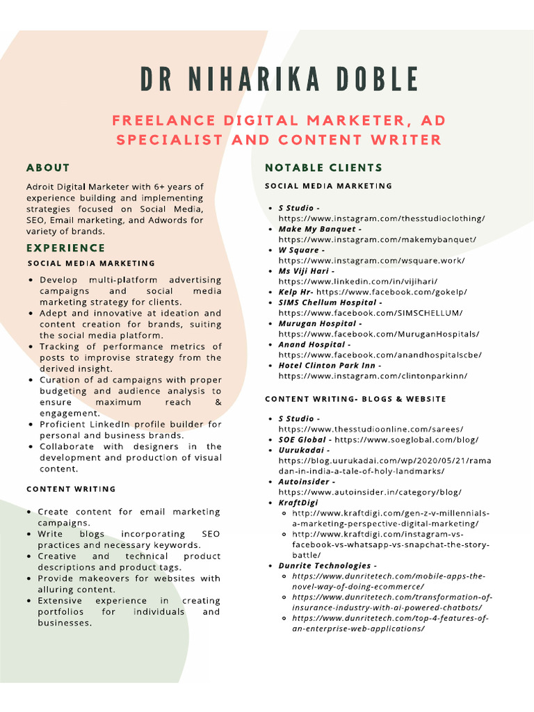 2 Marketing Profiles Niharika | PDF