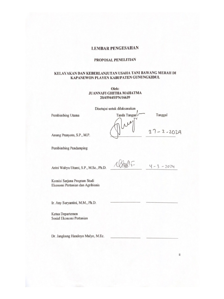 Lembar Pengesahan Proposal | PDF