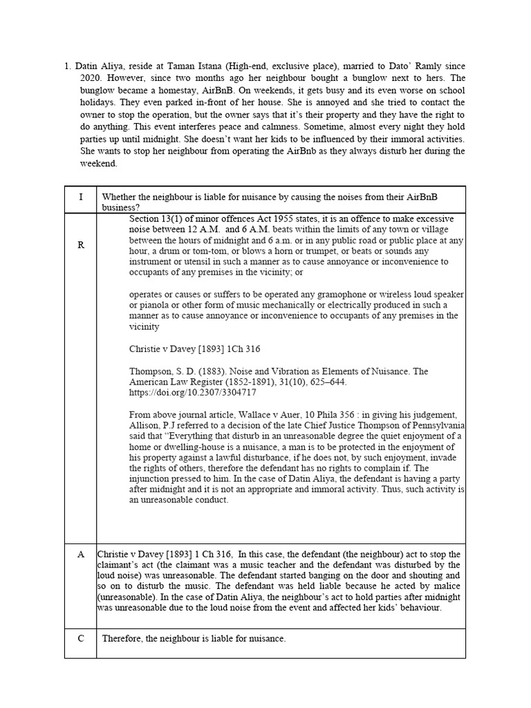 Case Study Offer (IRAC) - 231227 - 112643 | PDF | Private Law | Common Law