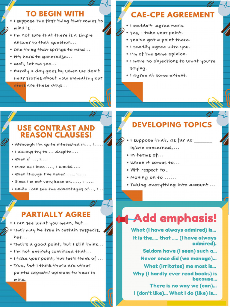 CAE-CPE Speaking Sentences | PDF | Grammar | Syntax