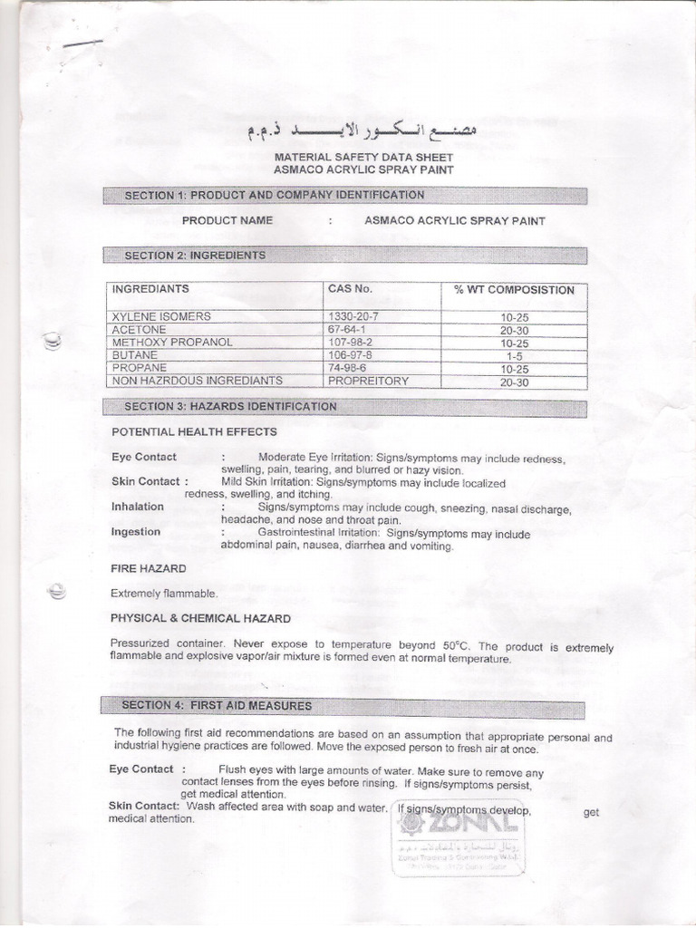 Spray Paint MSDS | PDF