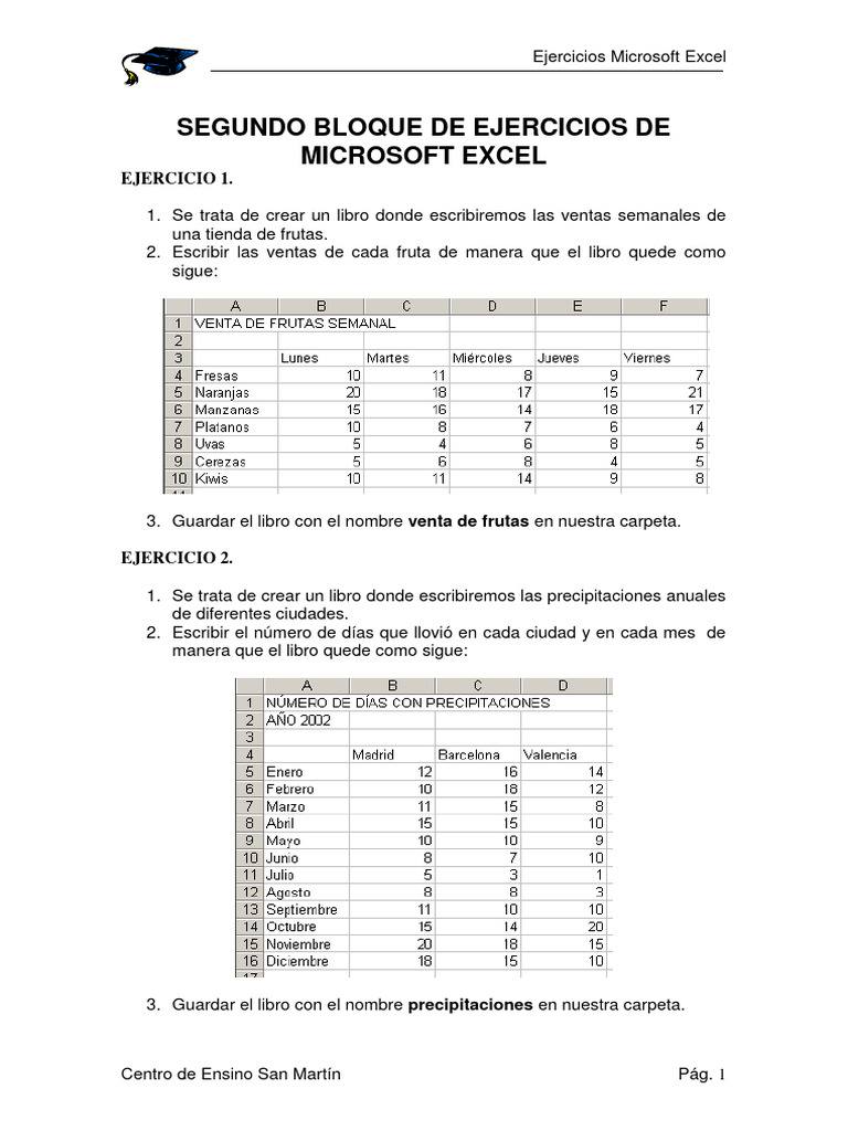 Ejercicios Excel | PDF | Microsoft Excel | Archivo de computadora