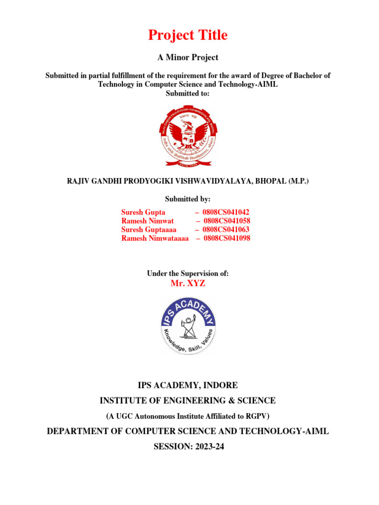 Minor Project Report Format 2023IML | PDF | Genetic Algorithm | Algorithms