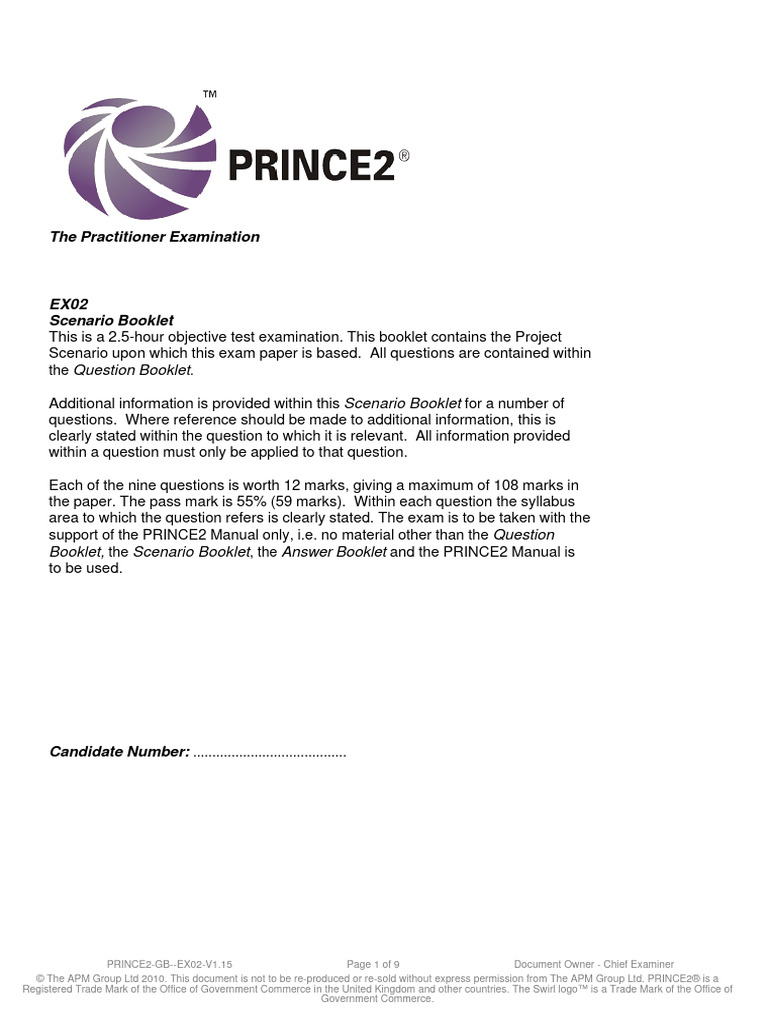 Section 3A EX02 - PRINCE2 - Sample - Practitioner - Objective - Test ...