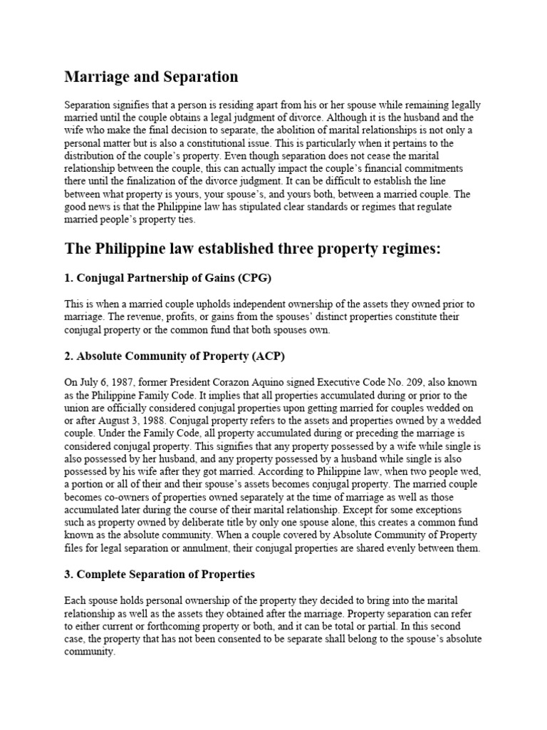 Marriage and Separation | PDF | Marriage | Husband