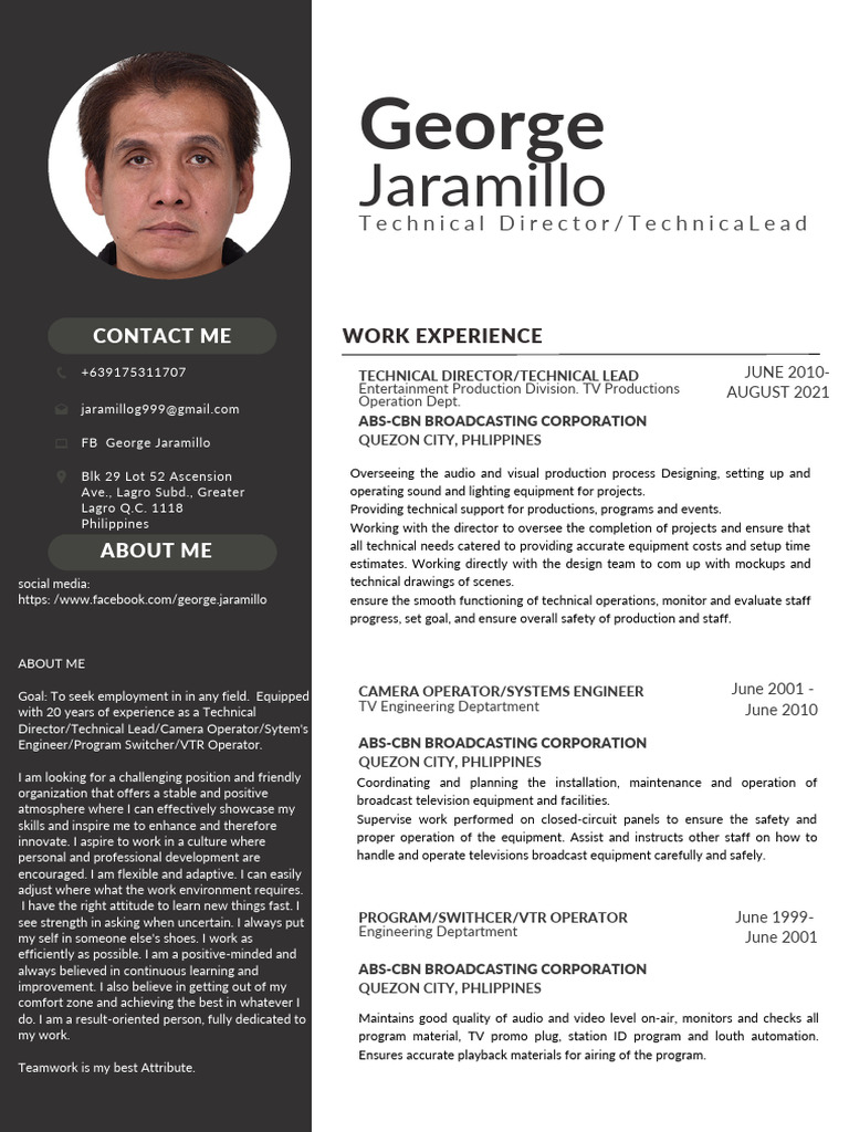 Professional CV George Jaramillo 2 231012 140446 | PDF | Philippines
