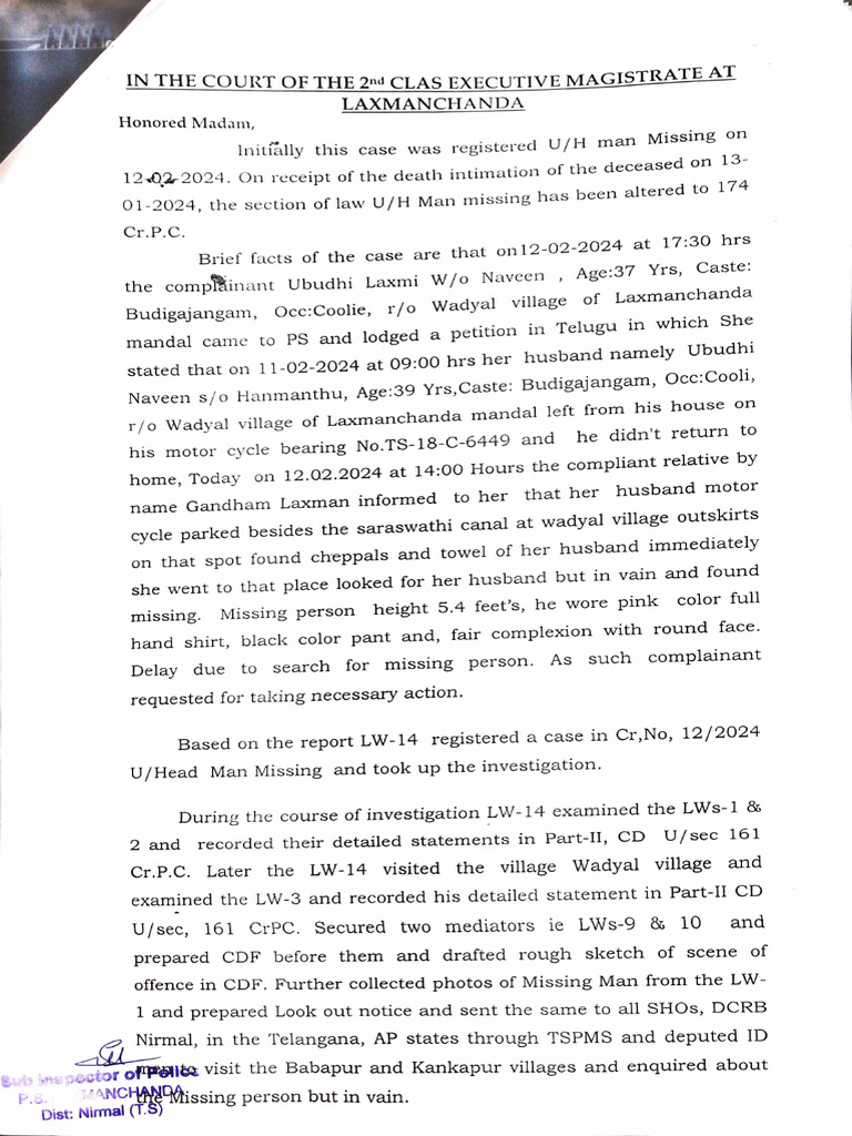 Investigation of Missing Person Case | PDF