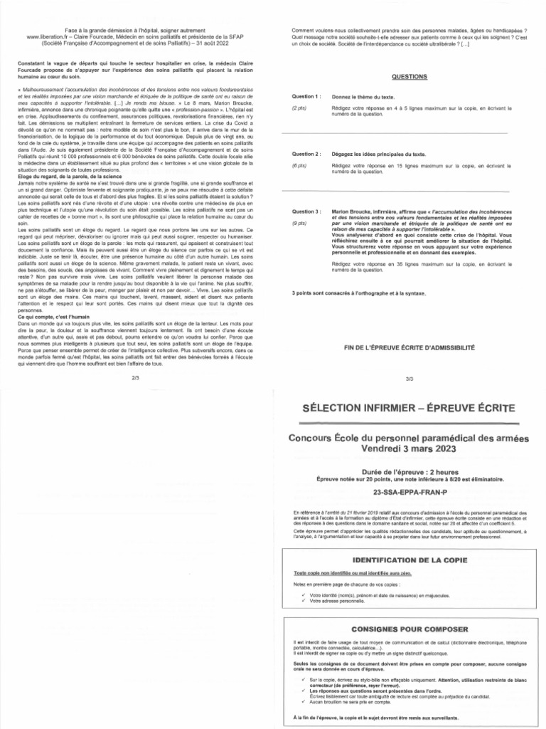 2023-Preuve FRANCAIS Concours EPPA | PDF
