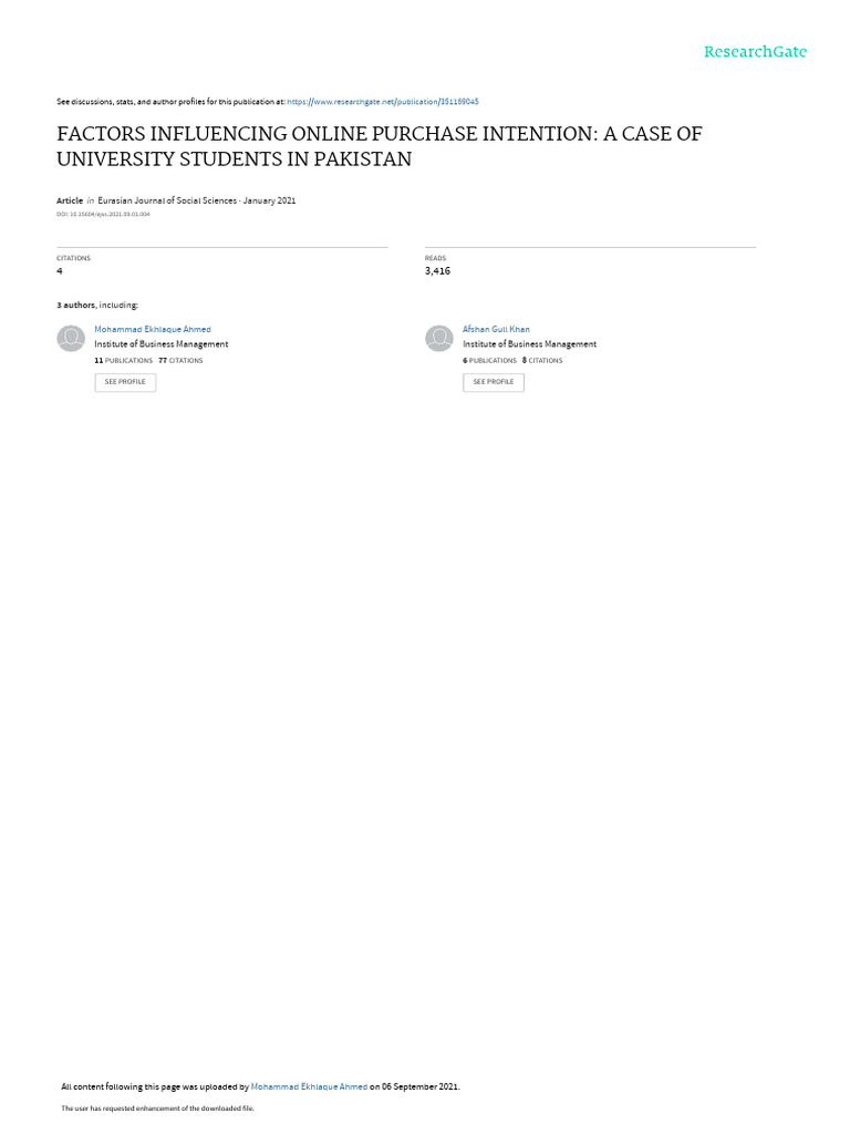 Factors Influencing Online Purchase | PDF | Online Shopping | Behavior