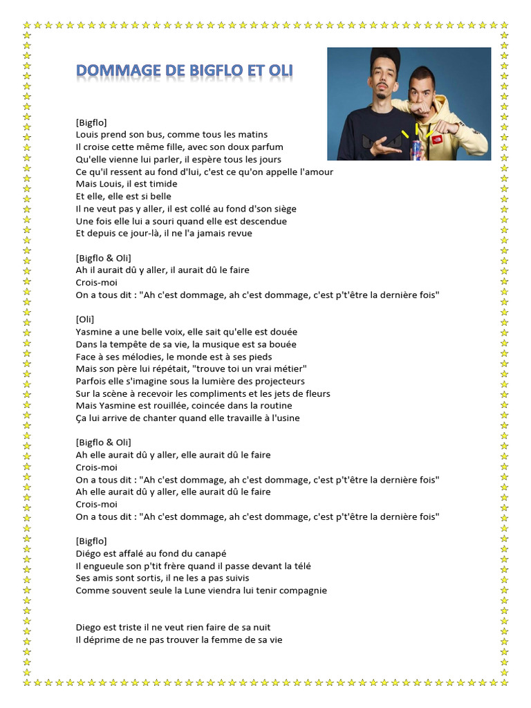 Dommage de Bigflo Et Oli | PDF | Mystère, thriller et fiction policière ...