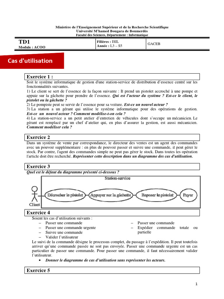 TD1 Acoo | PDF | Cas d'utilisation | Serveur (Informatique)
