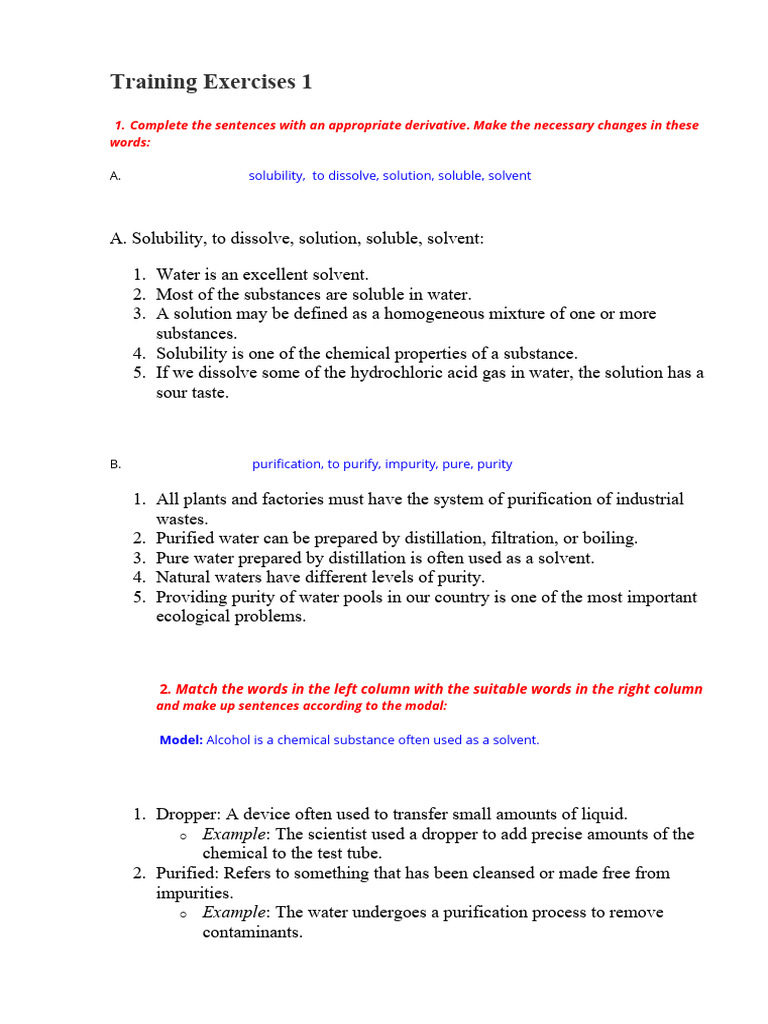 Training Exercises 1&2 | Download Free PDF | Solubility | Chemical Substances