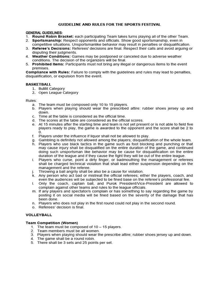 Guidelines Rules | PDF | Sports Rules And Regulations | Sports