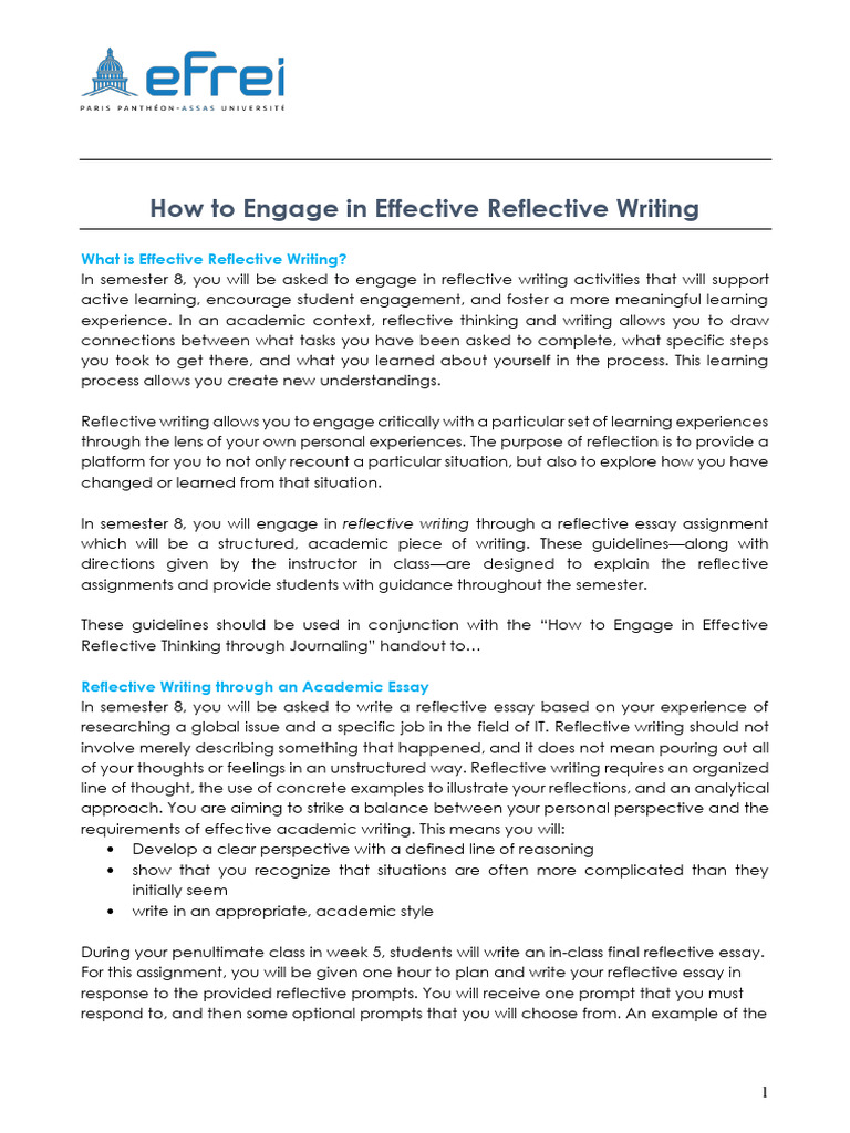 4 Reflective Writing Guidelines 2024 | PDF | Essays | Thought