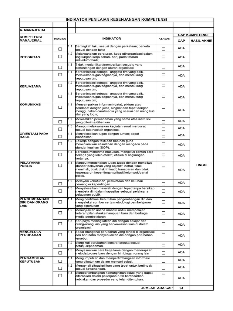 Form Pengukuran Kompetensi Bagi Jabatan Administrasi | PDF | Karier & Perkembangan