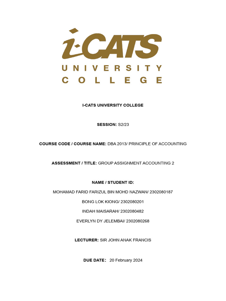 Acc Assign 2 | PDF | Expense | Equity (Finance)