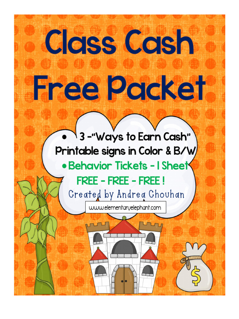 3 - "Ways To Earn Cash" Printable Signs in Color & B/W: Behavior ...