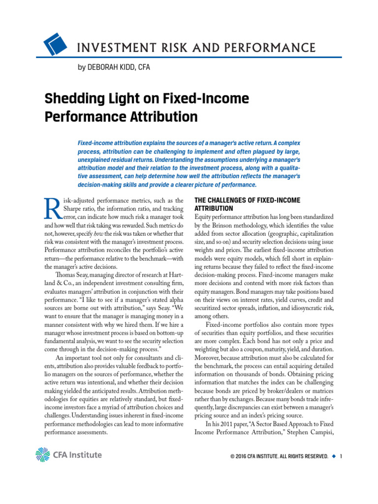 Fixed-Income Attribution Insights | PDF | Fixed Income | Bond Duration