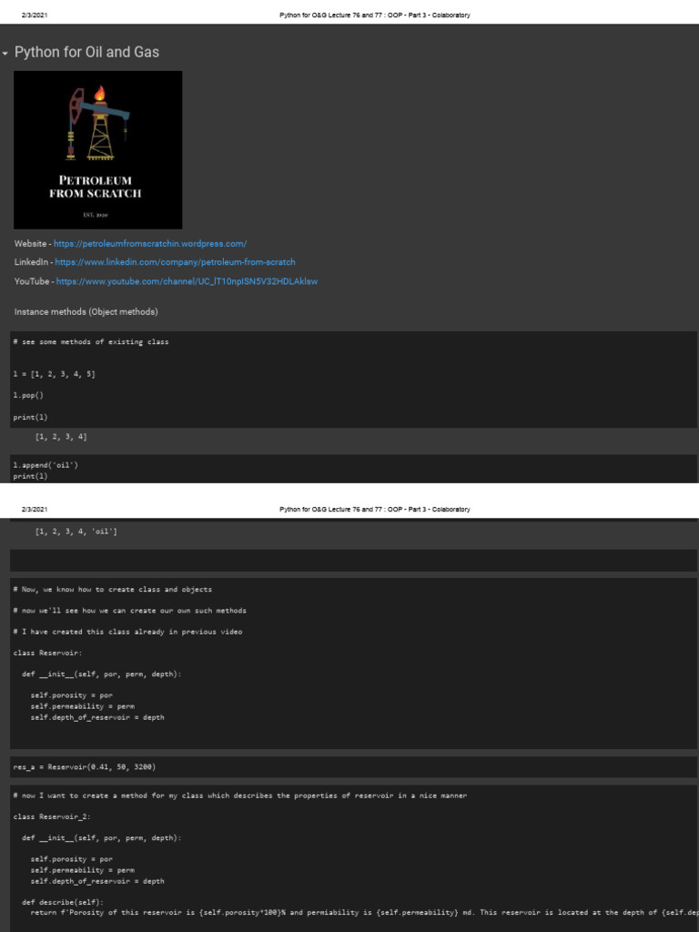 python-for-og-lecture-76-and-77-_-oop-part-3 | PDF | Petroleum Reservoir | Permeability (Earth ...