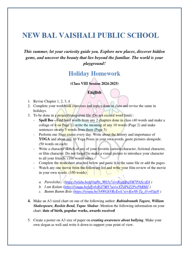 Class VIII Holiday Homework | PDF | Rational Number | Numbers