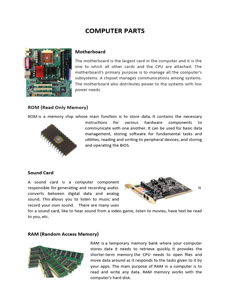 Computer Parts in MS Word | PDF | Solid State Drive | Computer Data Storage