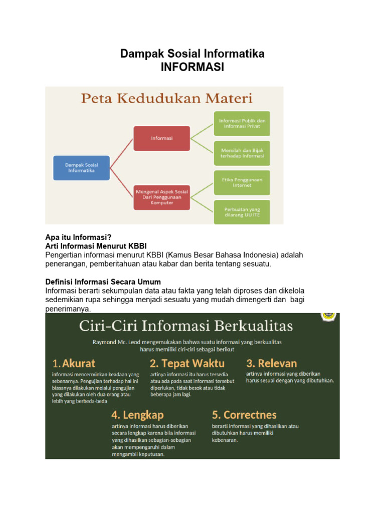 Dampak Sosial Informatika MATERI BAB INFORMATIKA | PDF | Ilmu Sosial
