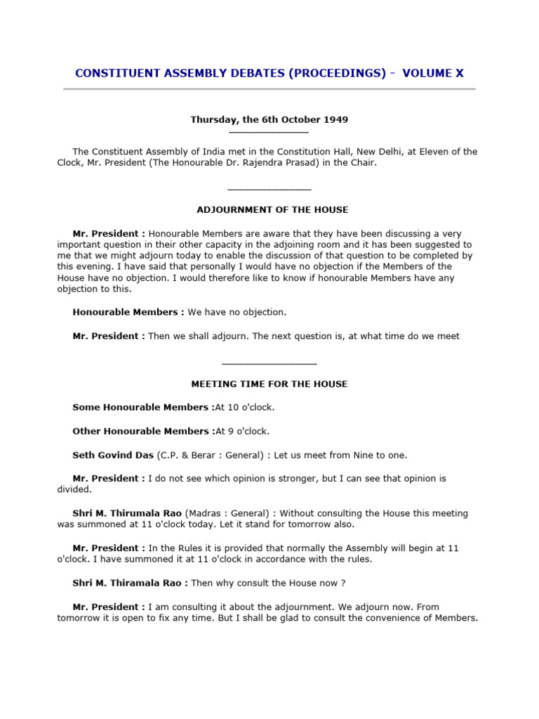 Constituent Assembly of India Debates Vol 10 | PDF | Oath Of Office ...