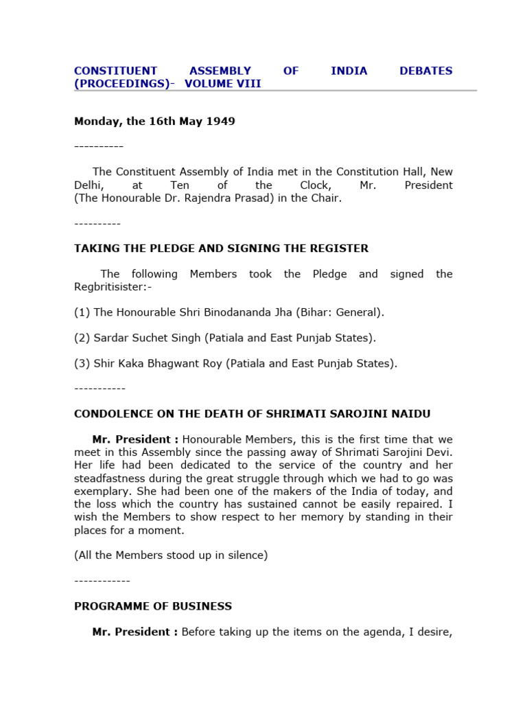 Constituent Assembly of India Debates Vol 8 | PDF | Commonwealth Of ...