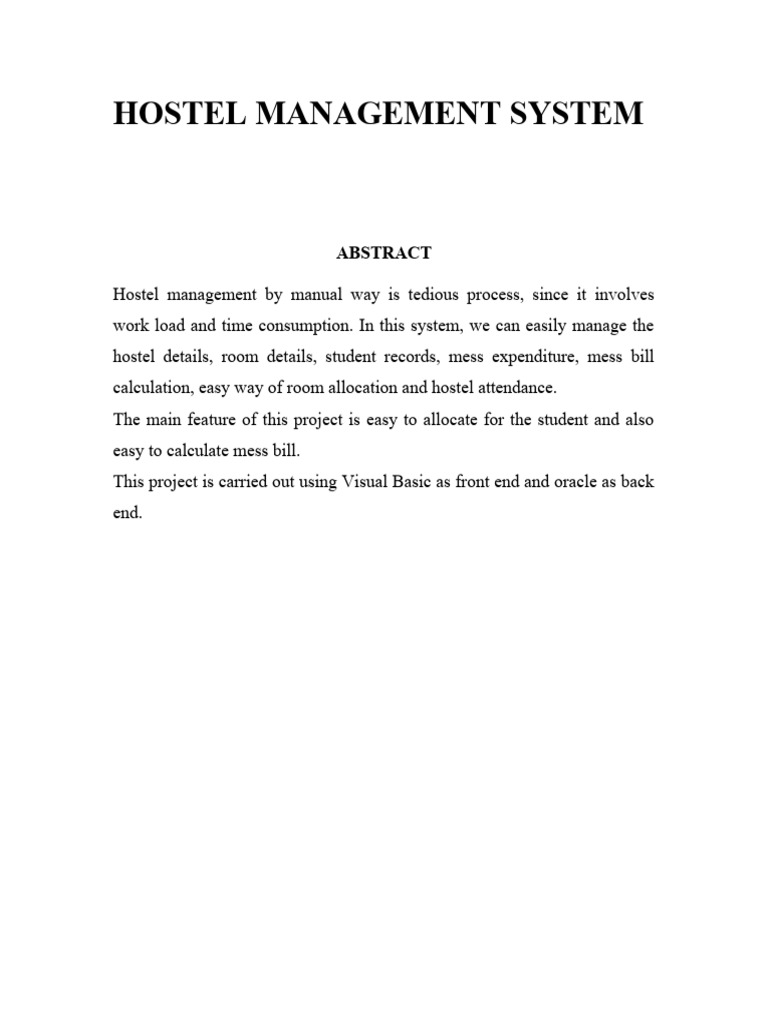 Hostel Management System Report | PDF | Use Case | Graphical User ...