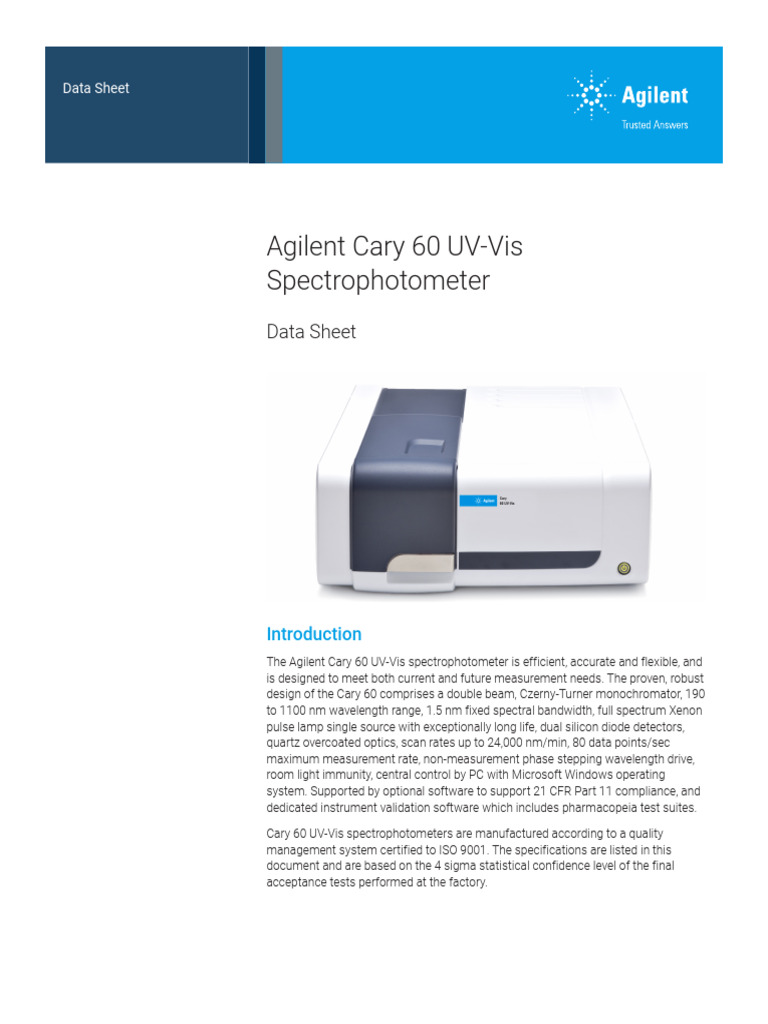 5990-7881EN Cary60 Specifications | PDF | Ultraviolet–Visible ...