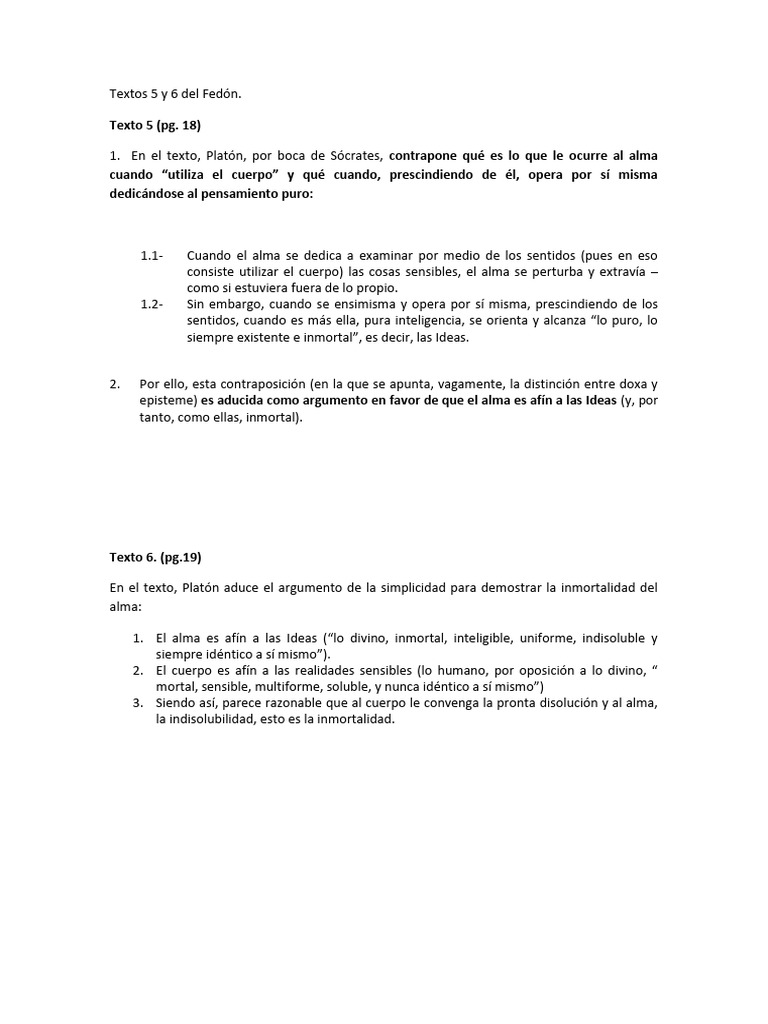 Textos 5 y 6 Del Fedón | PDF