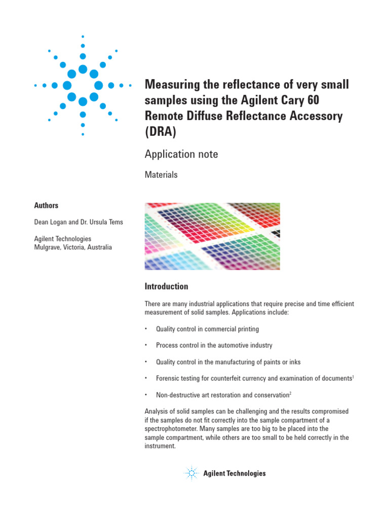 Measuring Reflectance of Small Samples | PDF | Spectrophotometry | Ultraviolet–Visible Spectroscopy
