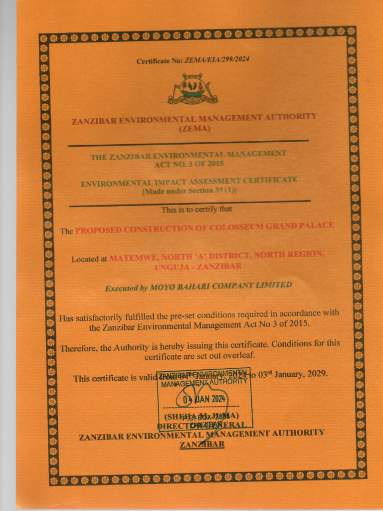 EIA Certificate in Full | PDF