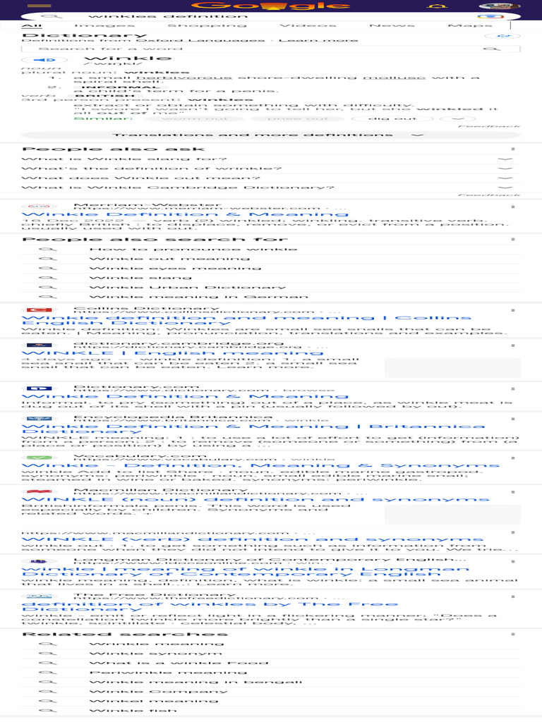 Winkles Definition - Google Search | Download Free PDF | Lexicology ...