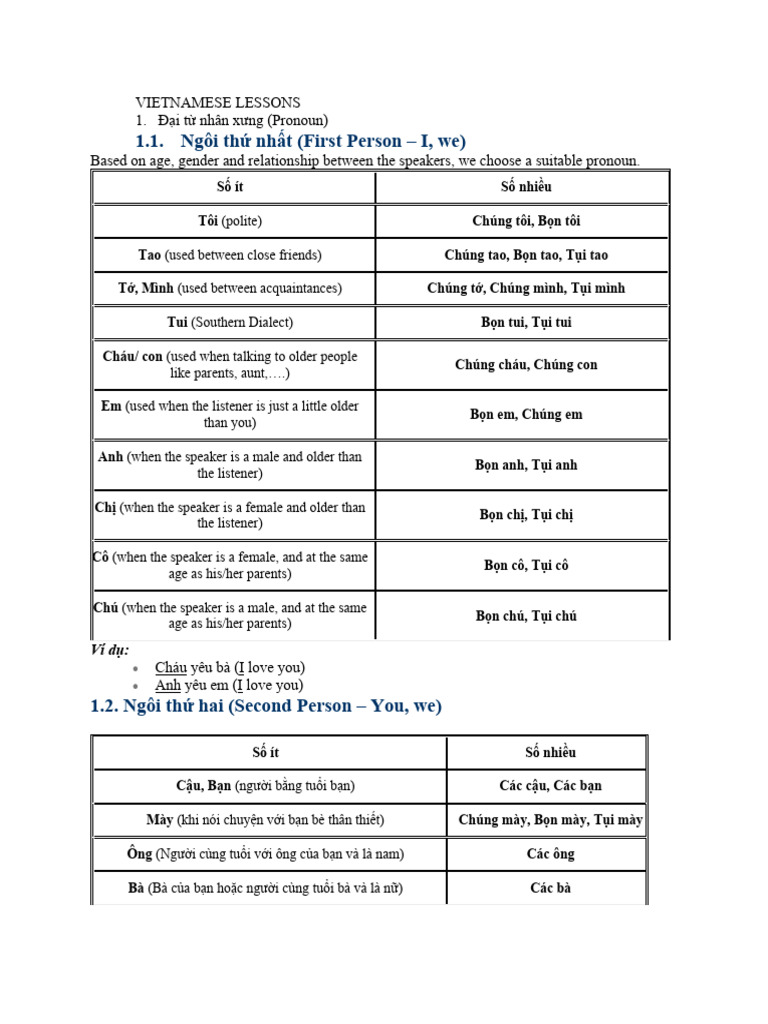 Vietnamese Lessons | PDF